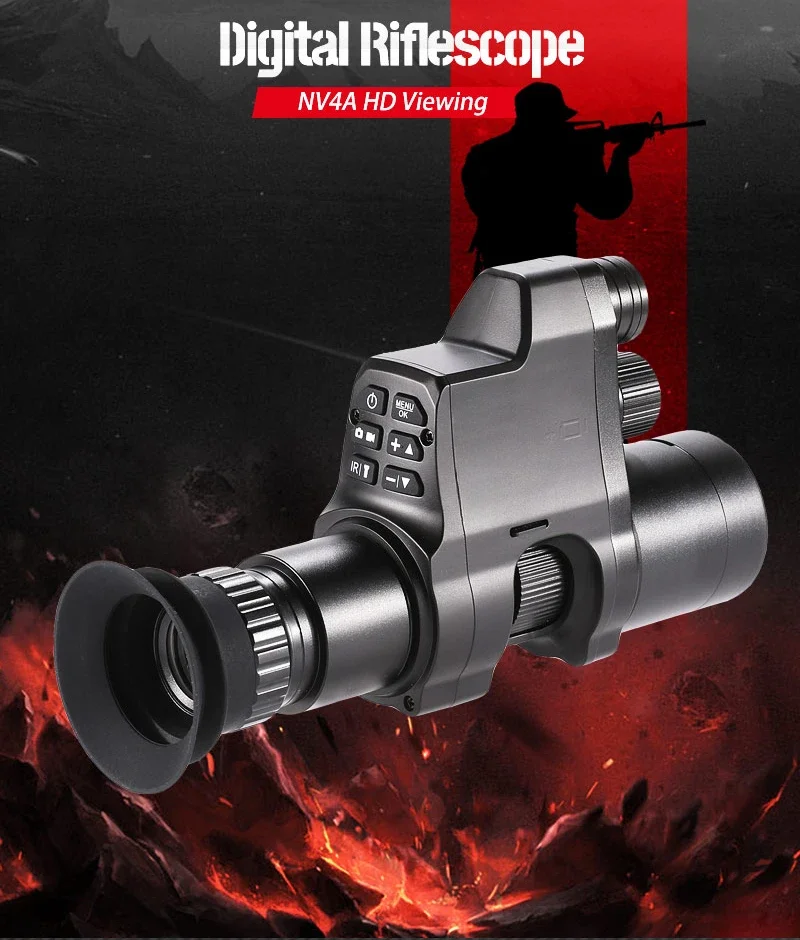 NV4A Infrared Night Vision Monocular - 4X Zoom HD Video, 300M Range ...