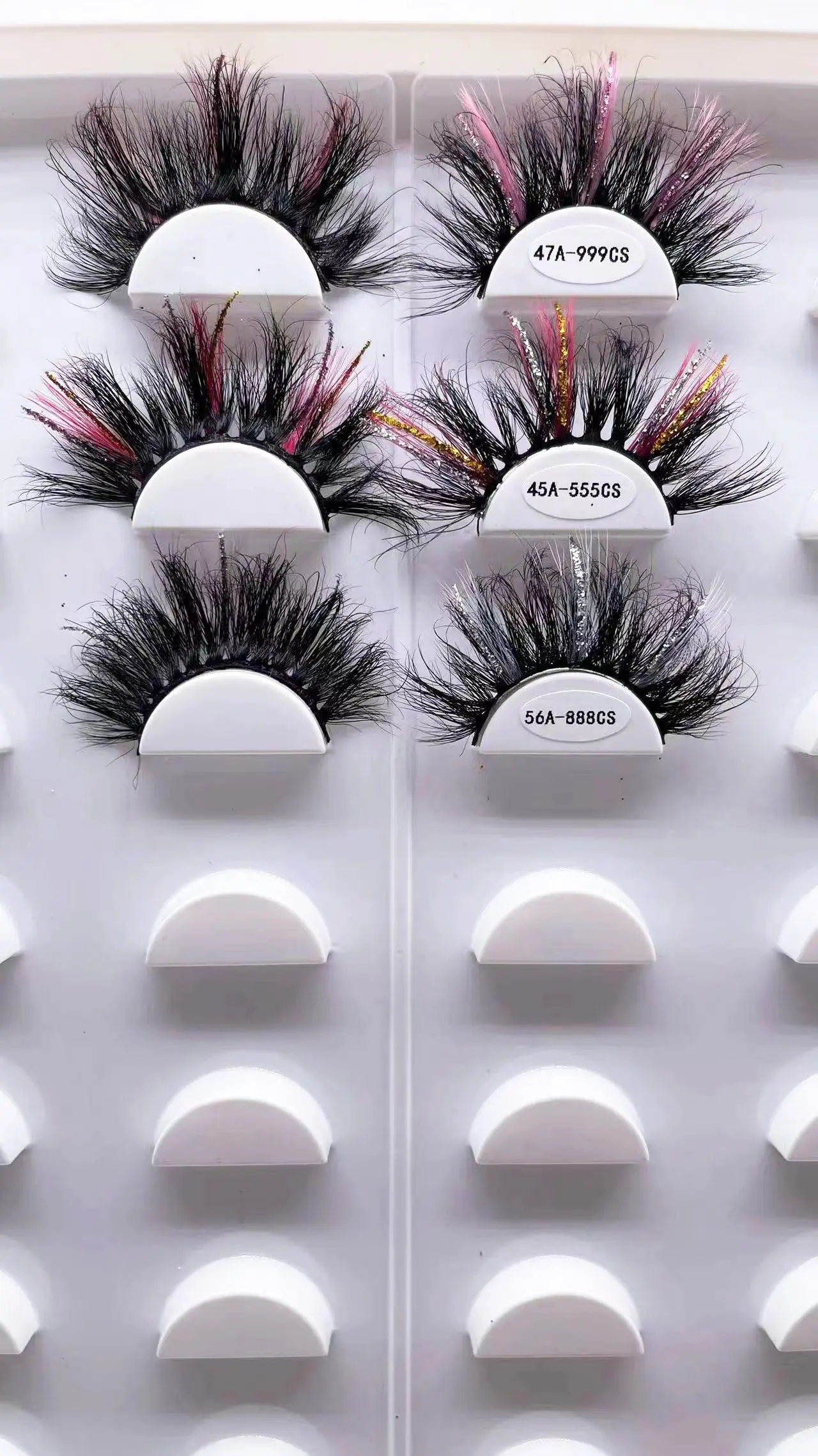 Individual Custom Strip Shiny Eyelashes 18mm 25mm Glitter Purple Golden ...