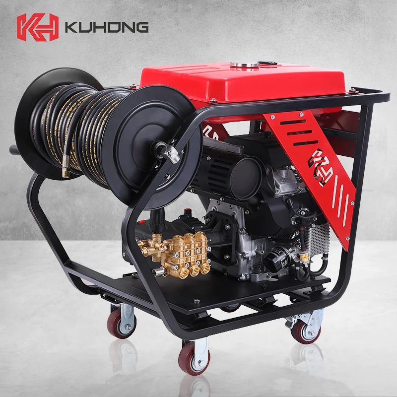 Kuhong Hydro Jetter Sewer Hose Reel Kit 70LM 37HP Petrol High Pressure ... Kuhong Hydro Jetter Sewer Hose Reel Kit 70LM 37HP Petrol High Pressure ...