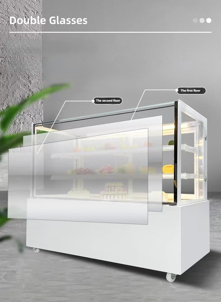 Luxury Borderless Glass Cake Display Showcase Cabinet