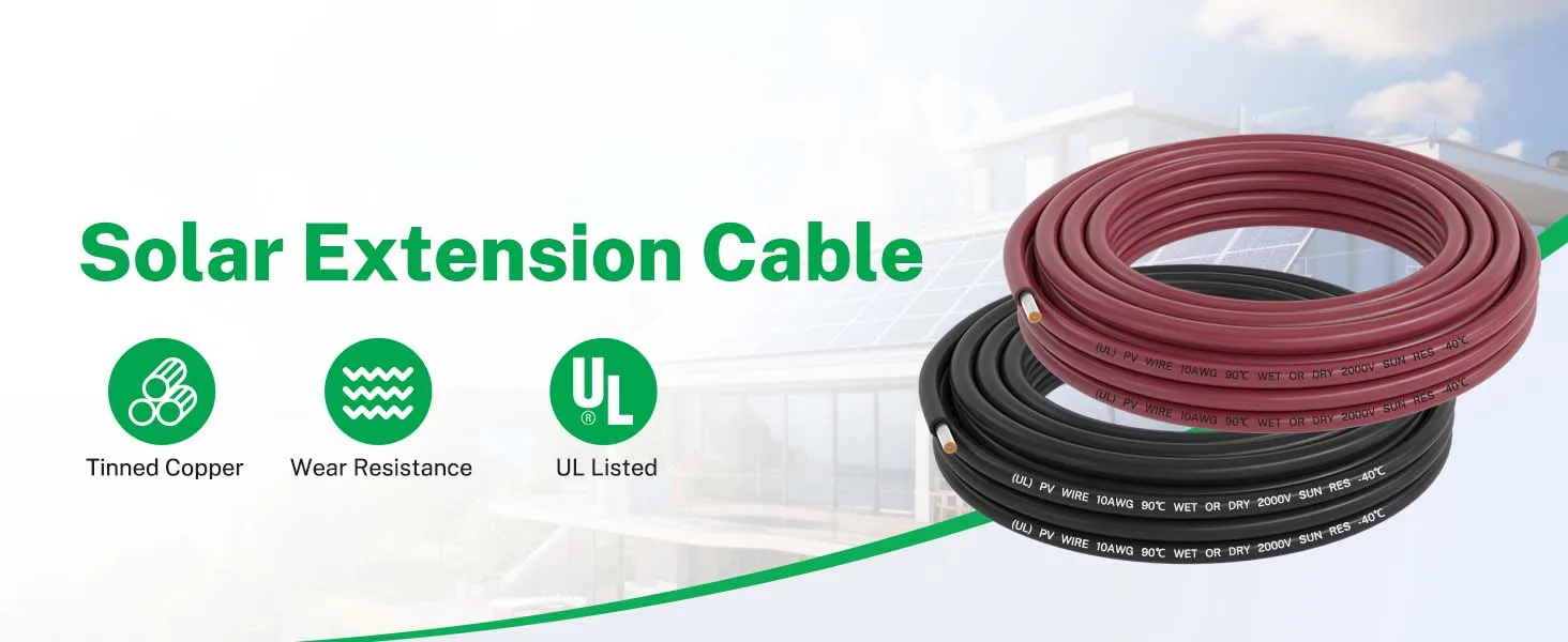 Ul Smart Photovoltaic 6mm2 Solar Cable 10awg Solar Panel Extension ...
