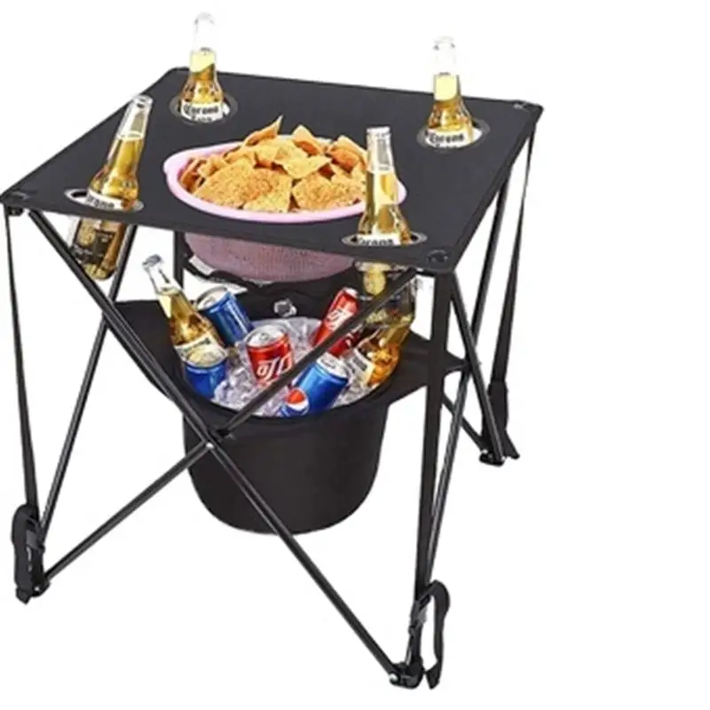 Portable Folding Tailgate Table 4 Cup Holders Camping Table With Food ...