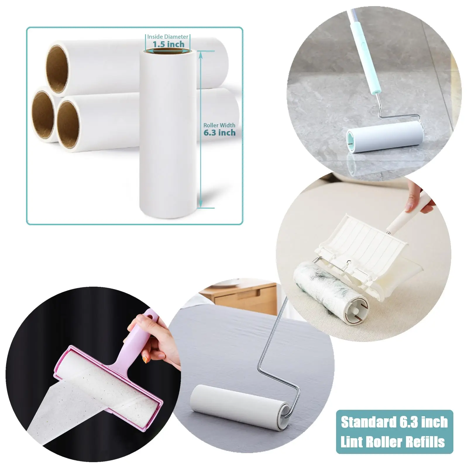 Custom Print Fur Removal Tool Eco-friendly Reusable 60 Sheets 4 Rolls Portable Lint Roller For ...