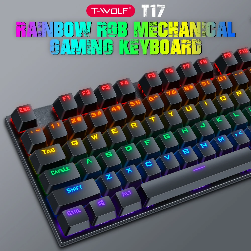 Alibaba.com: TWOLF T17 Mechanical Keyboard, USB wired with RGB rainbow ...
