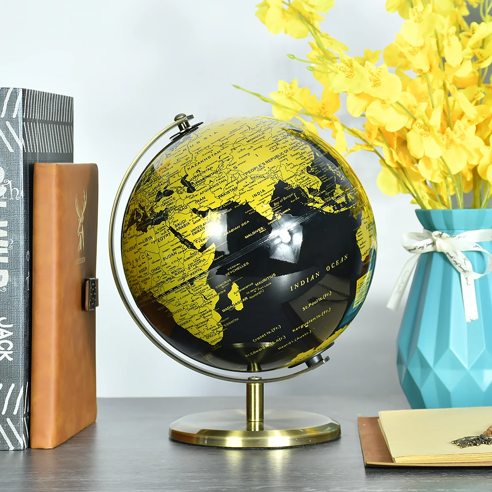 20cm Retro Metal Frame Rotating Earth Globe High Quality Luxury World ...