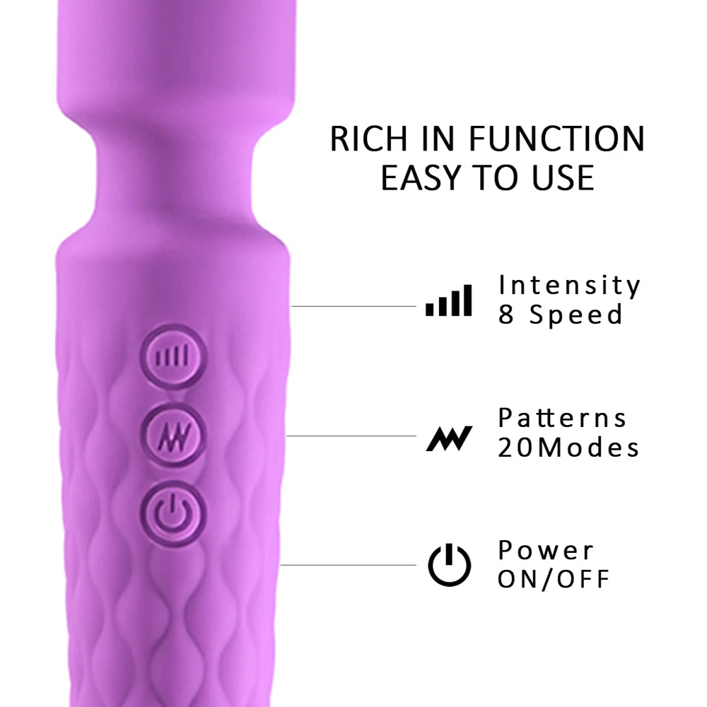 20 Frequency 8 Speed Private Label Silicone Magic Adult Sex Toy Av Wand