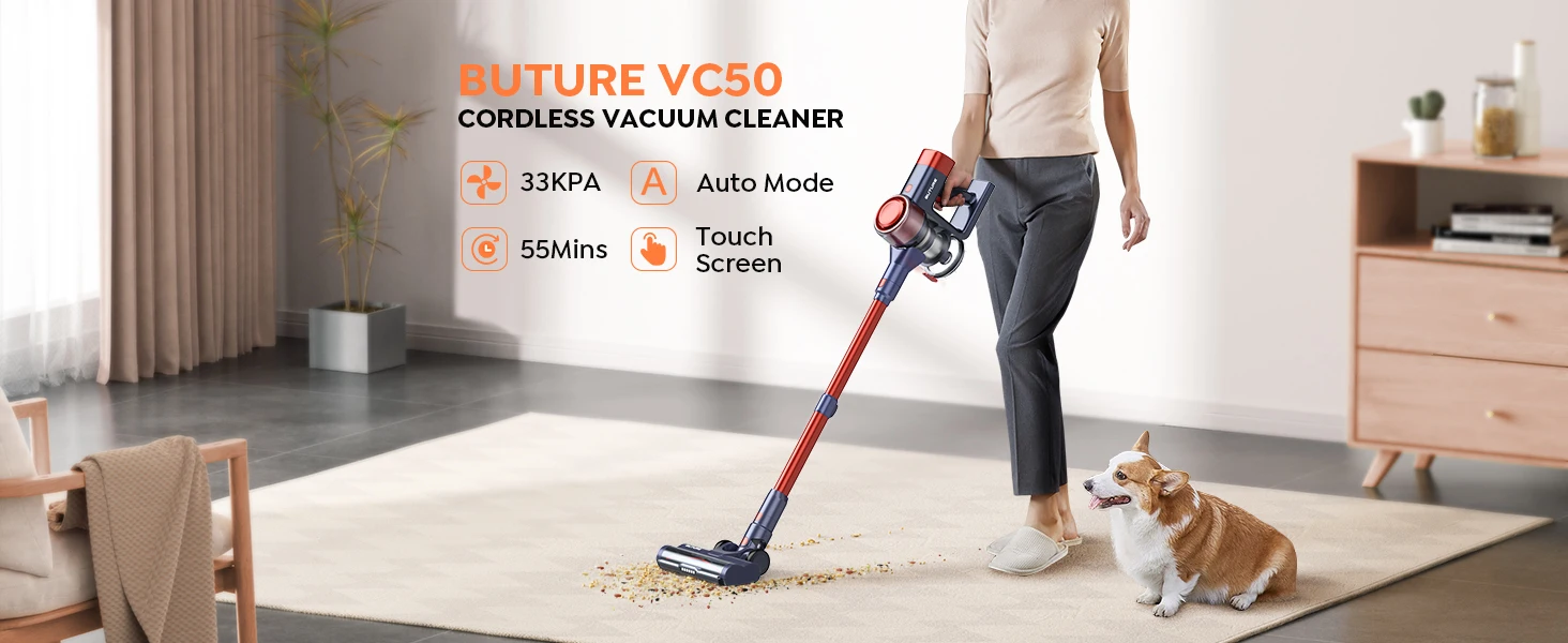 BuTure VC50 450W Cordless Stick Vacuum Cleaner With Auto Mode & Docking ...