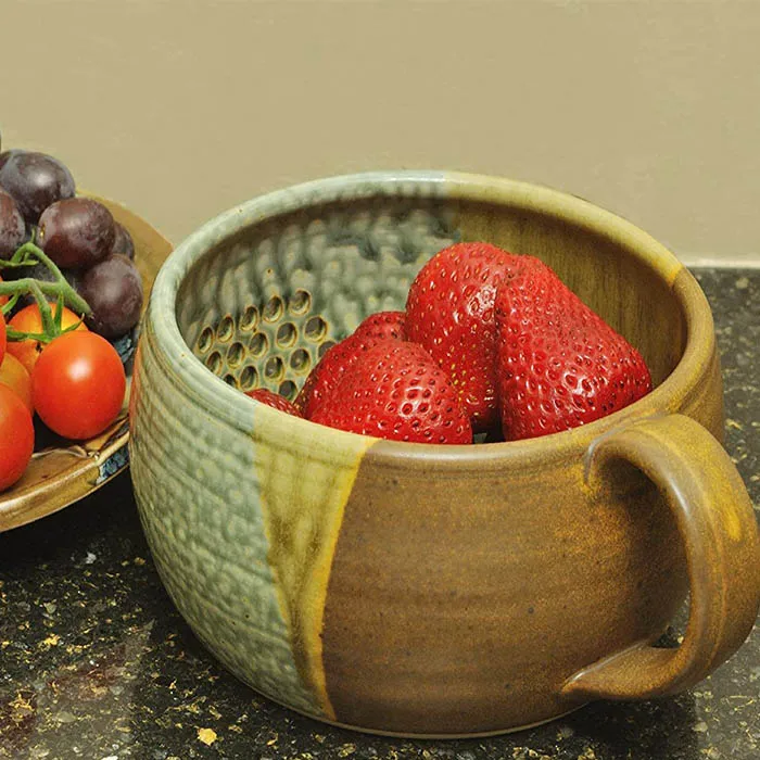 Pottery Handmade Stoneware Berry Bowl Or Colander For Fruit And ...