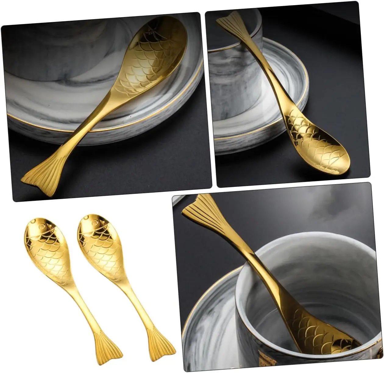 Stainless Steel Fish Spoon Asian Soup Tea Spoon Metal Spoons For ...