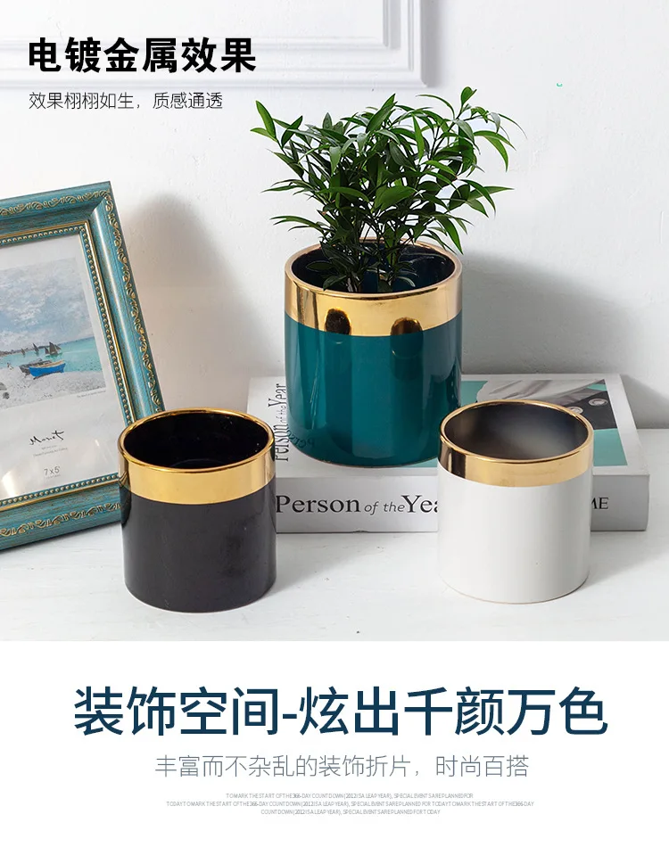 Home & Garden Office Desk Mini Small Marble White Ceramic Pot for ...