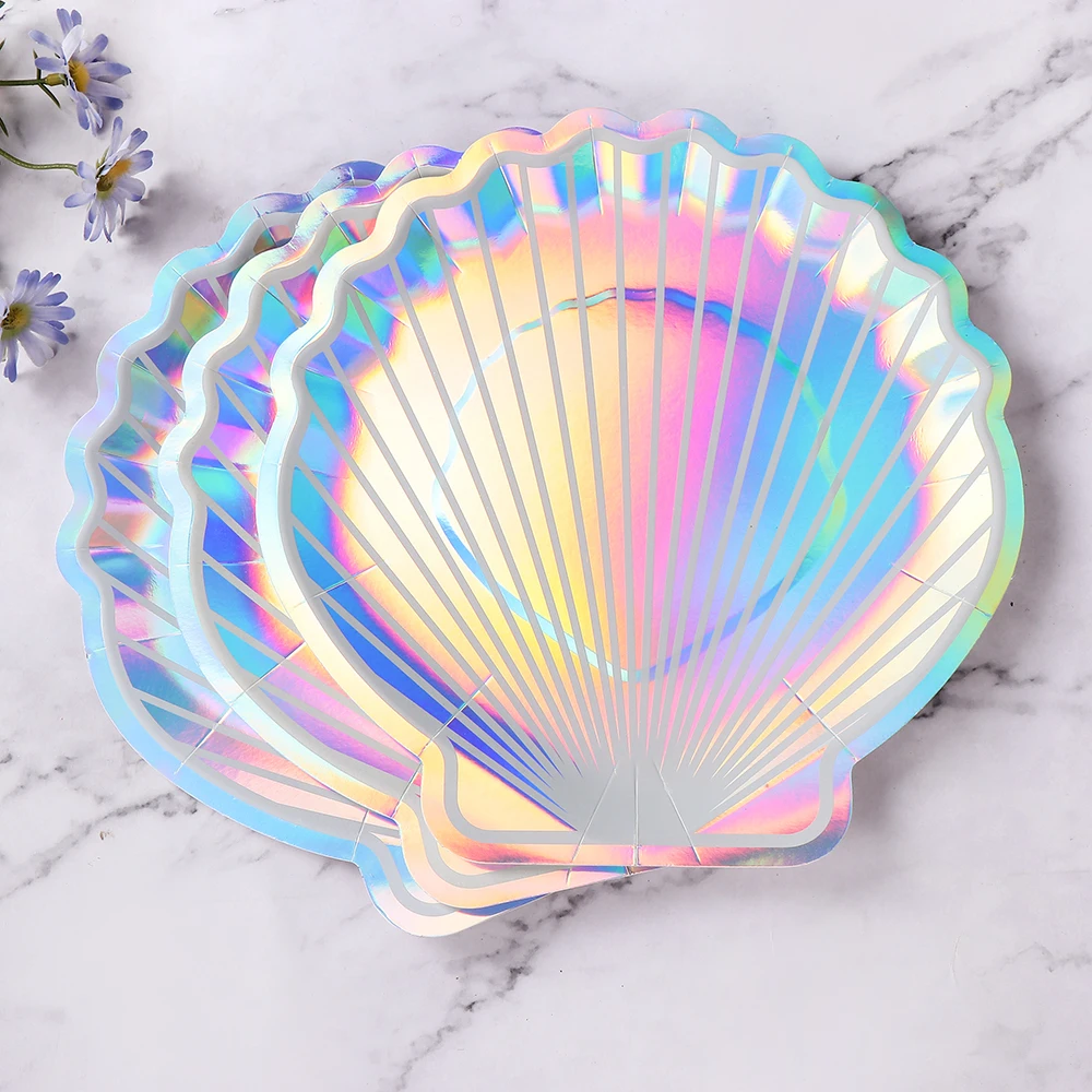 Alibaba.com: Mermaid Scalloped Seashell Paper Plates with Holographic ...