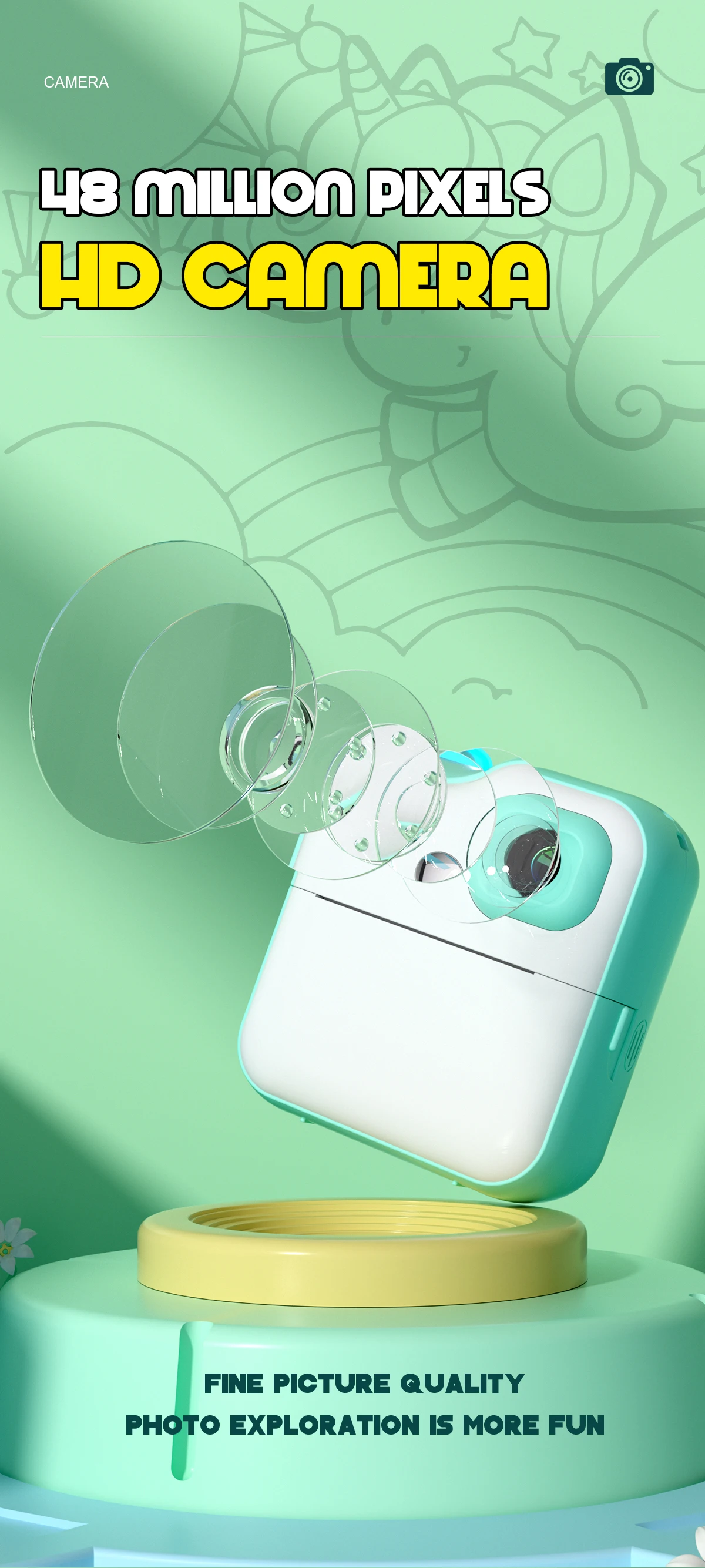 Hd Dual Lens Instant Printing Camera Thermal Photo Paper Digital ...