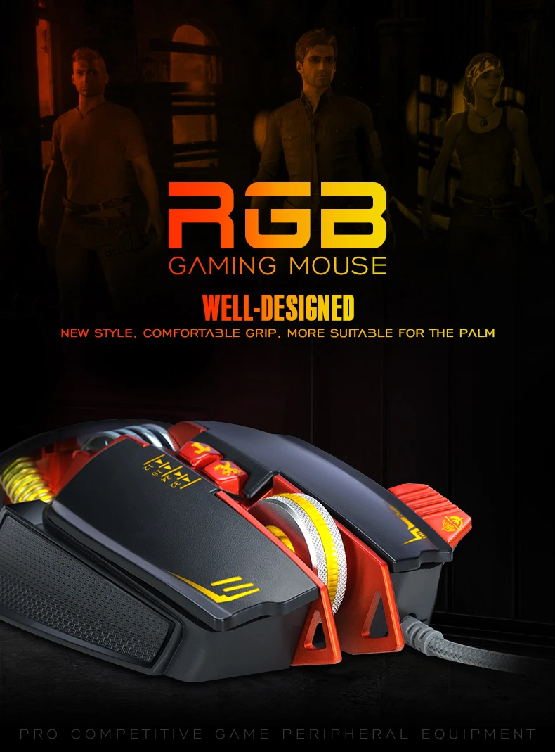 T-WOLF V9 Custom Gaming Mouse - RGB Backlight, Programmable with 8 ...