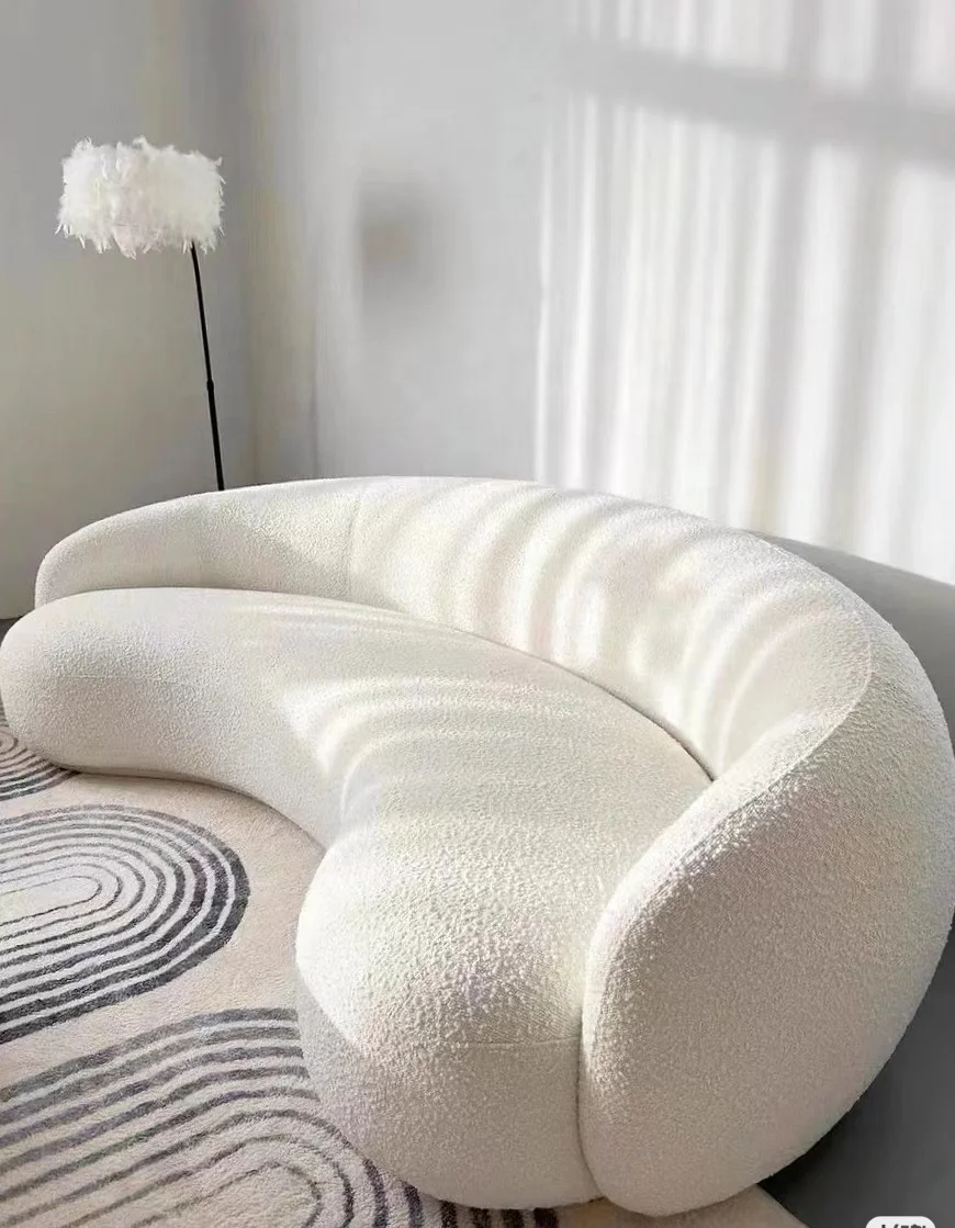 Customized modern creative small family loveseat beauty salon clothing store reception arc sofa ...