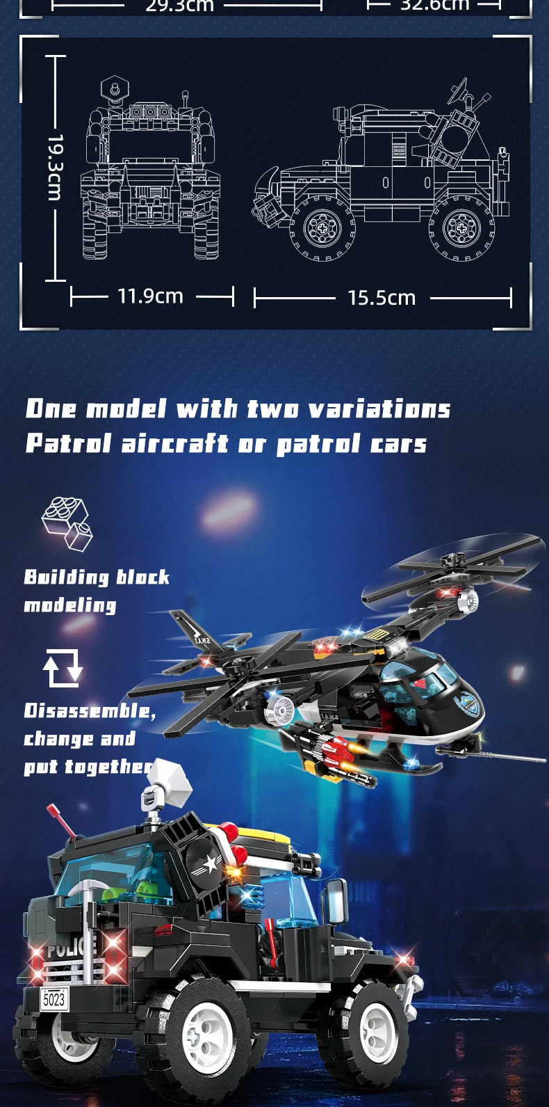 Woma Toys Mechanical SWAT Robot - Transforming Building Block Model