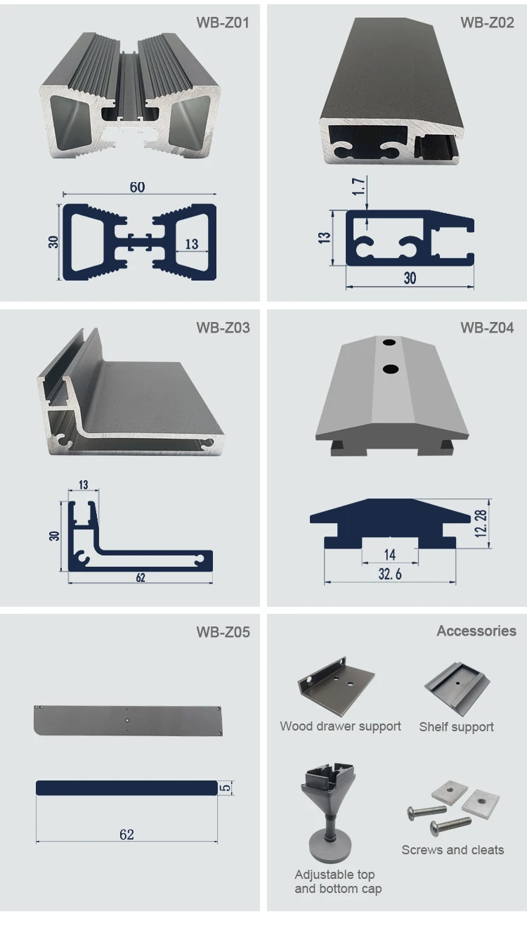 Waybom Aluminium Profile Wardrobes Pole Profiles Pole System Wardrobe ...