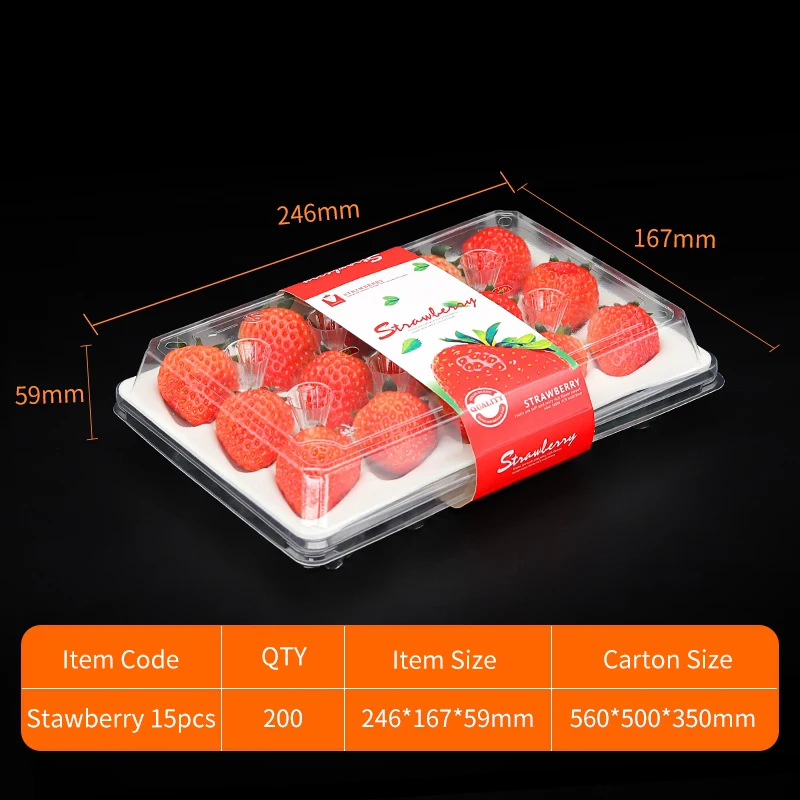 Custom Supermarket Fruits Container 500g Strawberry Plastic Blister ...