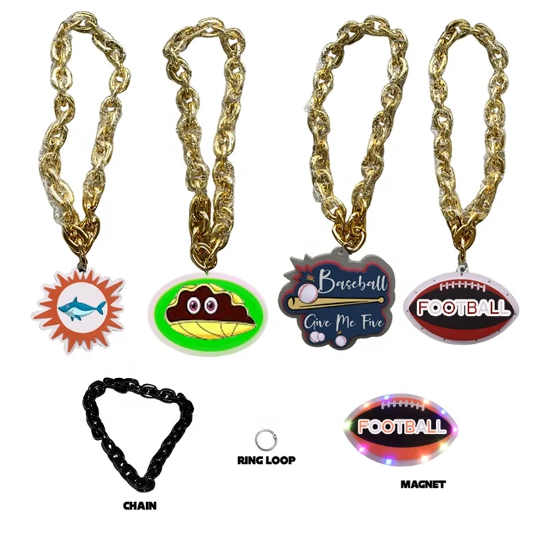 Custom Fan Chain Necklace Football Baseball Team Brand Logo Big Fan ...