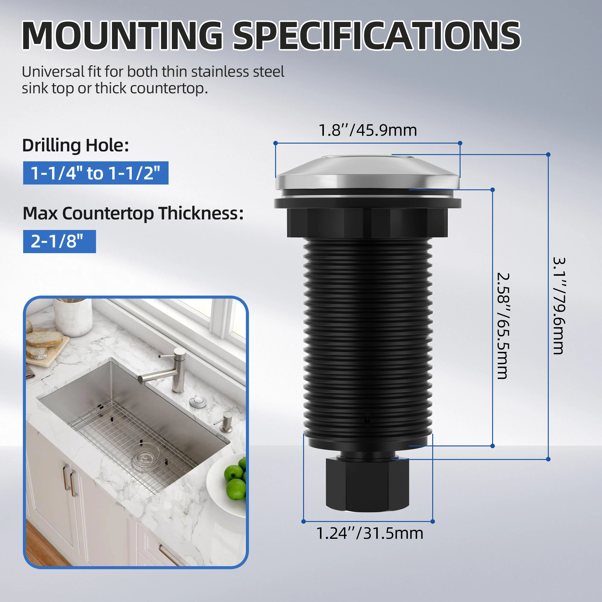 Kitchen Sink Air Switch for Garbage Disposal Dual Outlet Stainless ...