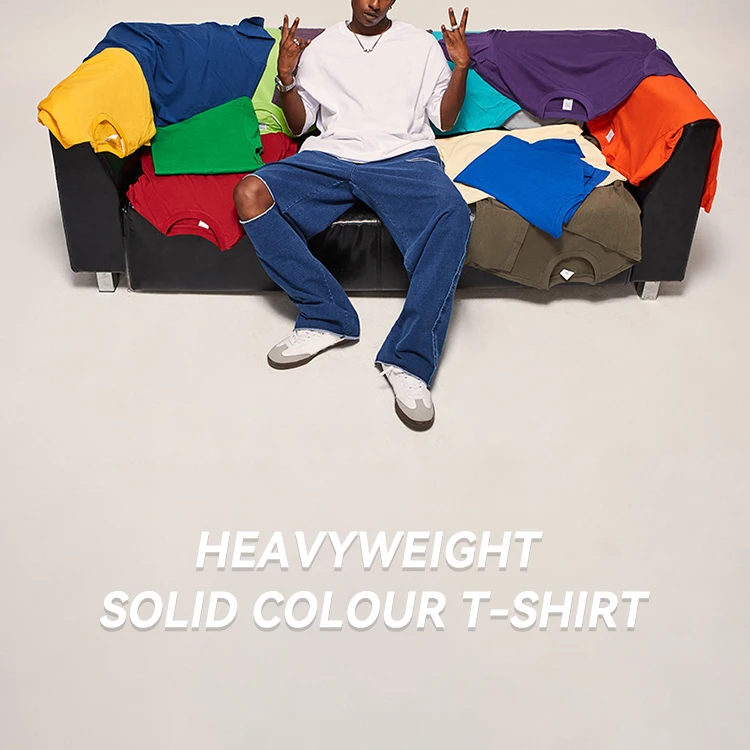 White Plain Heavyweight 100% Cotton T-shirt High Quality Drop Shoulder ...