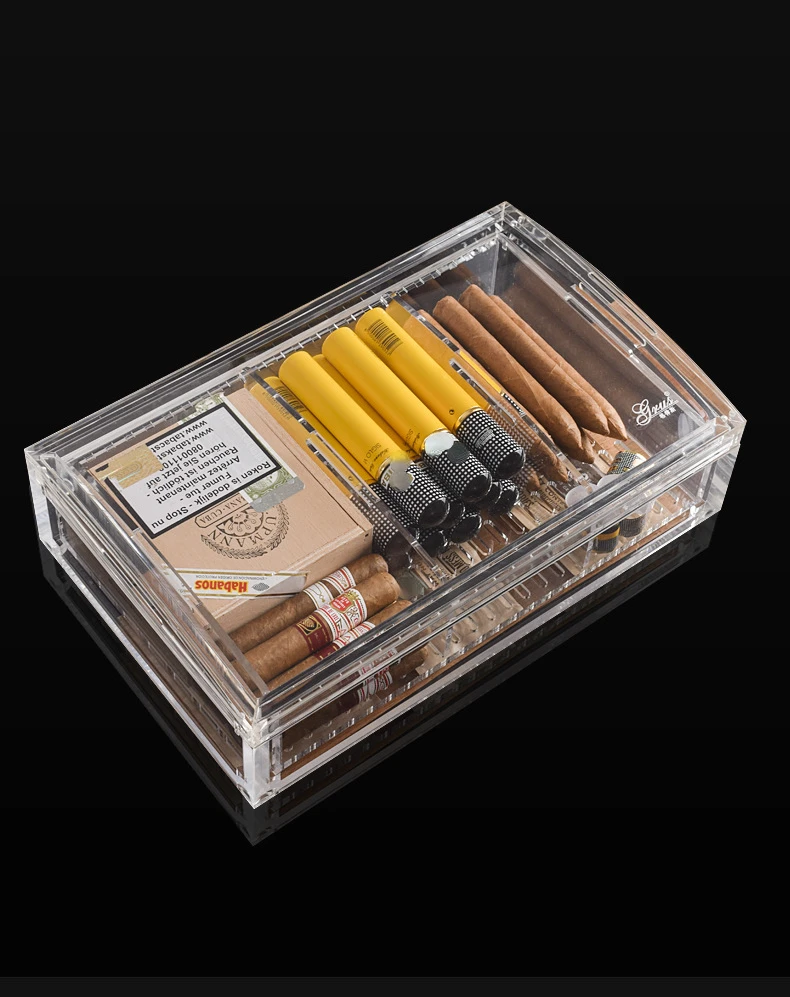 Cigar Humidor Sealed Box Acrylic With Cedar Wood Large Capacity ...