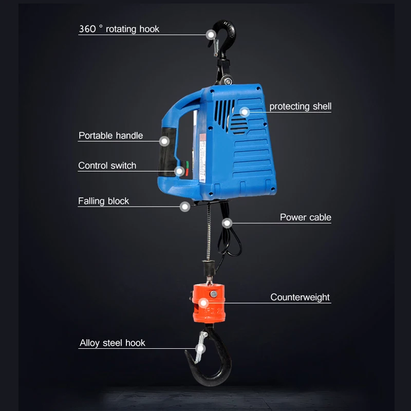 200kg Portable Electric Traction Winch Hoist 500kg Wireless Remote ...