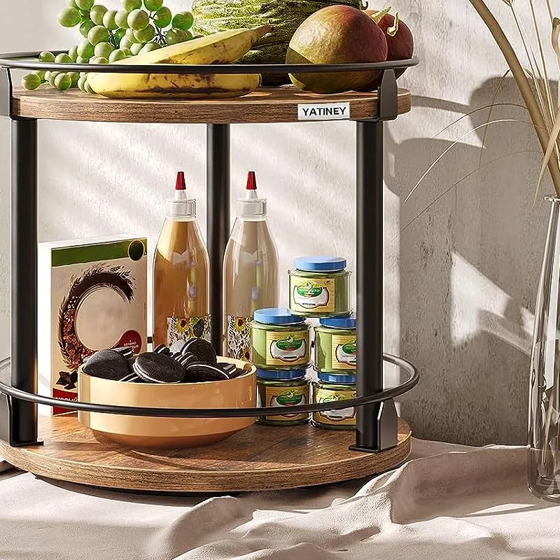 Organizer,Rotating Spice Rack,2 Tier Spice Turntable Organizer ...