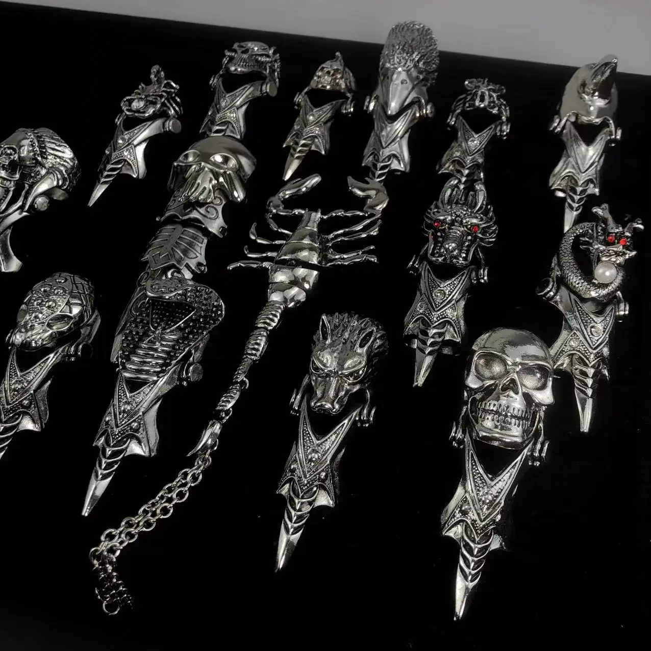 Gothic Rock Knuckle Metal Ring Full Finger Ring For Men Anillo De Acero ...