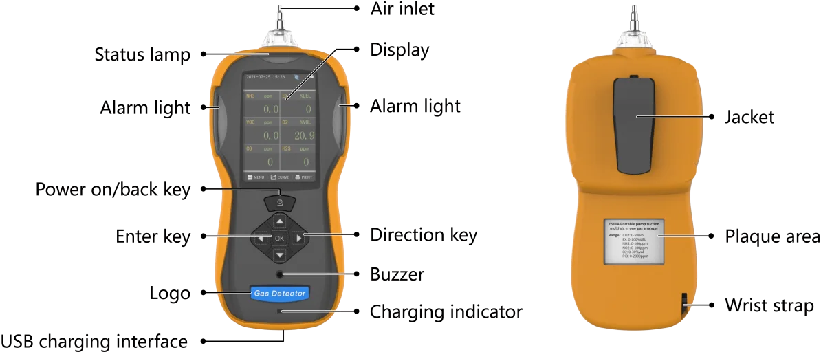 Gas Analyzer Portable Hydrogen Sulfide H2S NH3 VOCMGas Analyzer Oxygen ...
