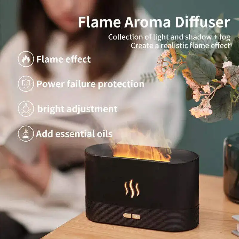 Dq701 3d Flame Humidifier Diffuser 180ml Dq701a Single Color Rgb Colors ...