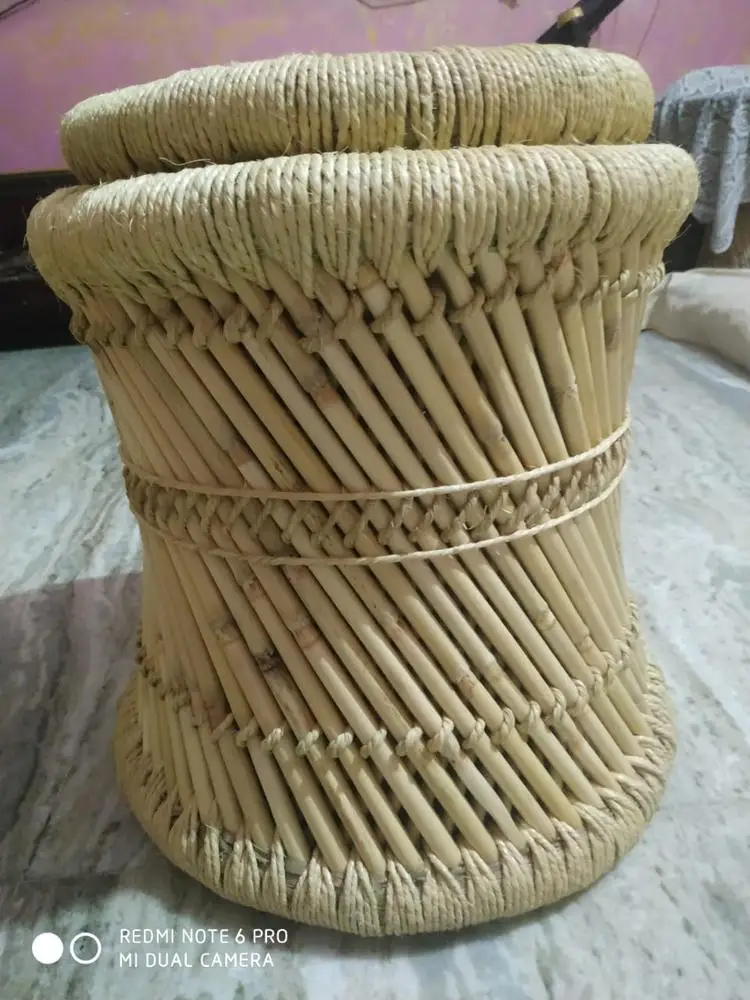 Wholesale Price Natural Bamboo Stool Rattan Stool Pouf Stool For Garden ...