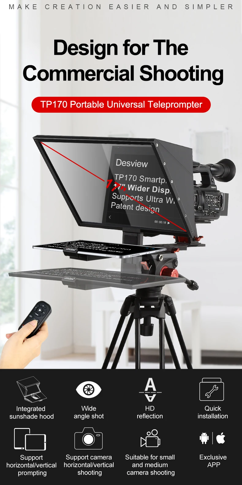 Desview TP170 Teleprompter - How Big Is 17 Inches Display?