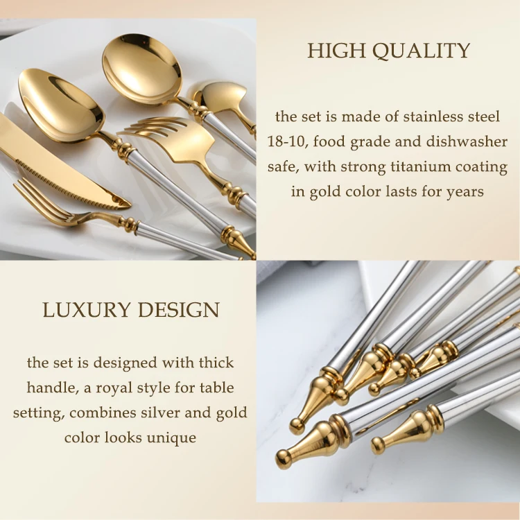 Luxury Gold Cutlery Set 18 10 Stainless Steel Custom Logo