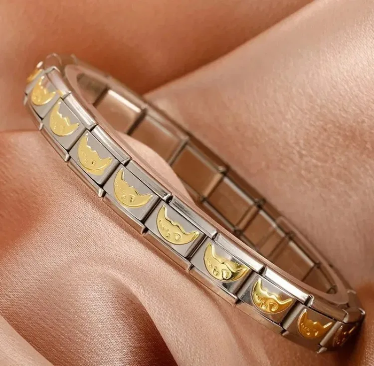 Y2k Gold Color Plated 9mm Italian Charm Bracelet Link Charm
