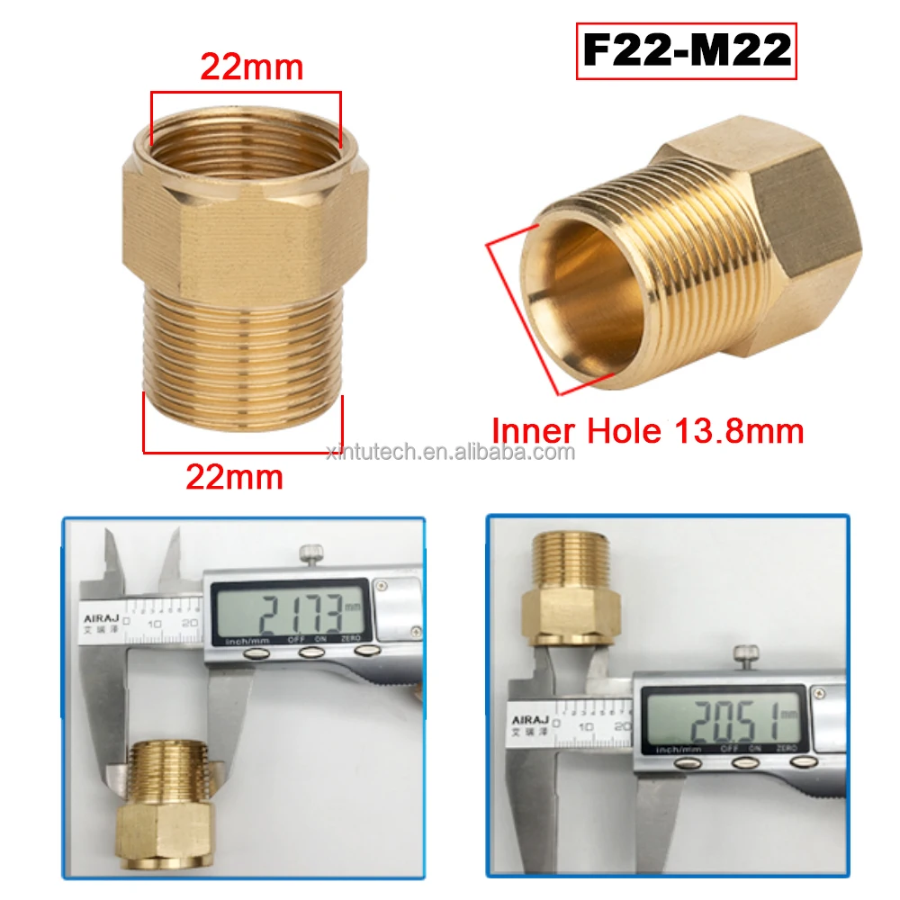 14mm Female X 22mm Male Thread Inner Hole 14mm Hex Nipple Coupling ...