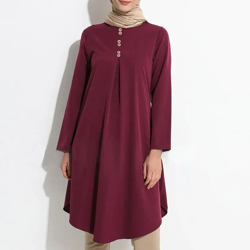 New Red Asymmetrical Swing Dresses Islamic Shirts Maxi Tops Spliced ...