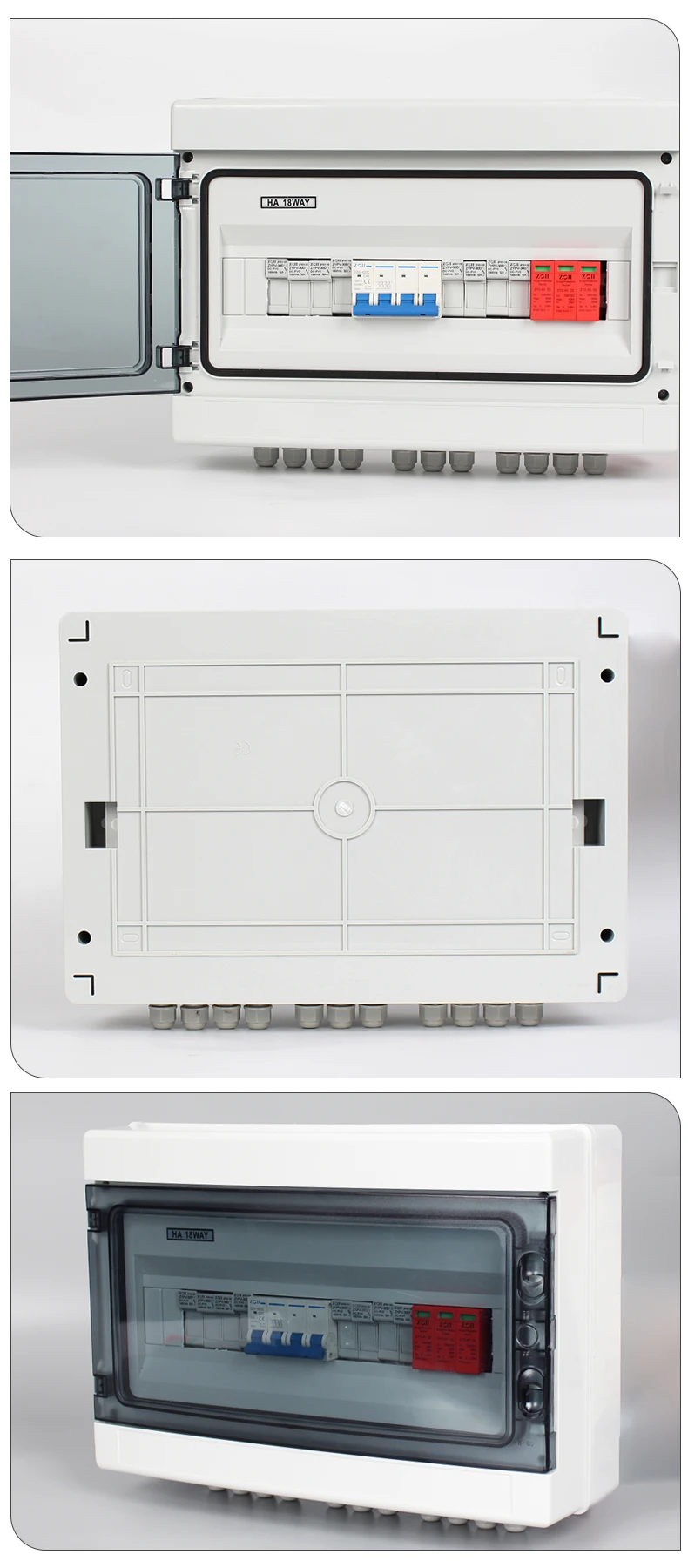Zoii Waterproof Ip65 Dc Combiner Box For Solar Panel 2 4 5 6 8 10 12 16 ...