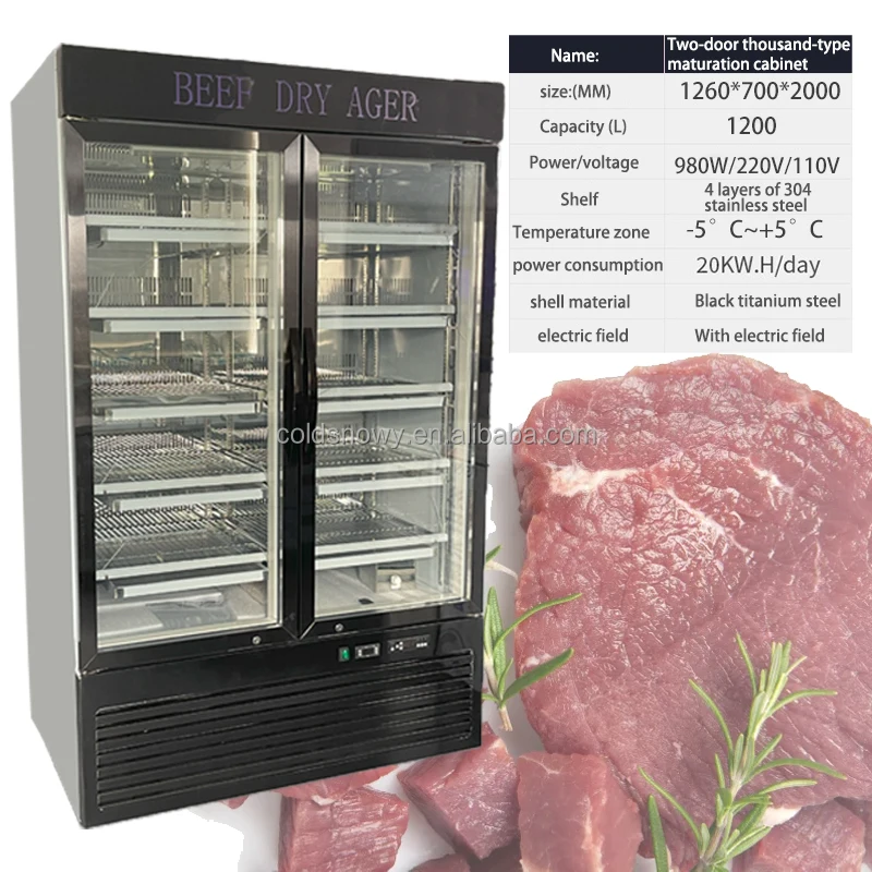 Kitchen Dry Aging Meat Dry Ager ETL Showcase Commercial 2 Door Fridge ...