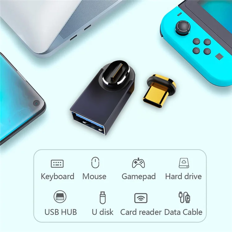 Magnetic Connector 10gbps Usb Type C Male To Usb3.0 Female 90 Degree ...