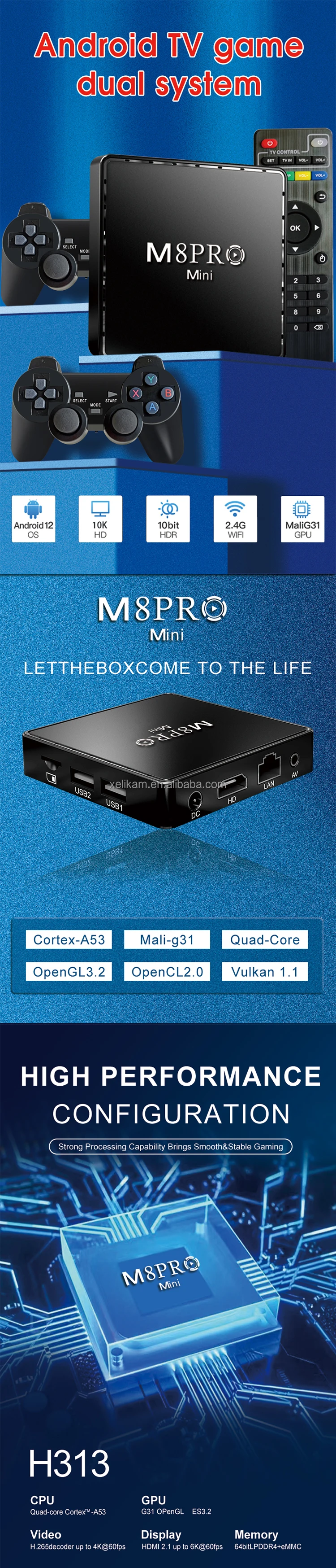 Coolrabbie M8 Pro Mini Game TV Box - Dual System Fun