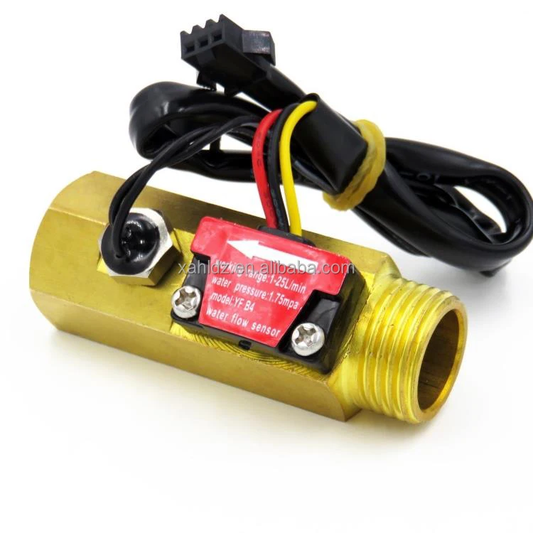 YFB4 Brass Hall Effect Turbine Flowmeter with Temperature Sensor 1-25L ...