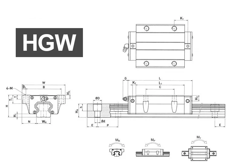 Taiwan 100% Original Hiwin Linear Guideway Block Hgh15ca/hgw15ca ...
