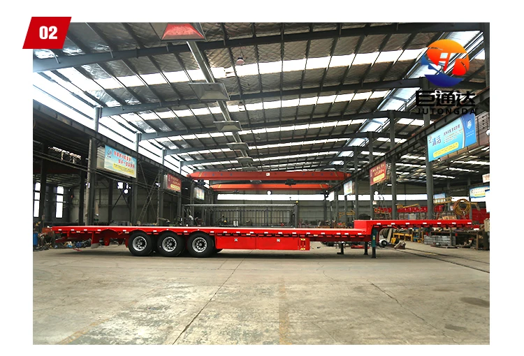 Low Flat Bed Semi-trailer 100 Ton Semi Trailer 3 4 Axle Low Bed Goose ...