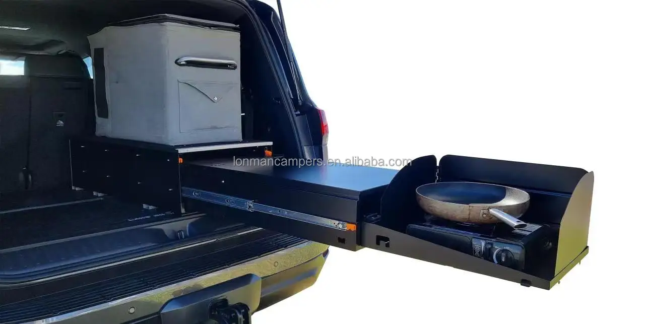 Car Drawer with Fold Out Kitchen and Fridge Slide