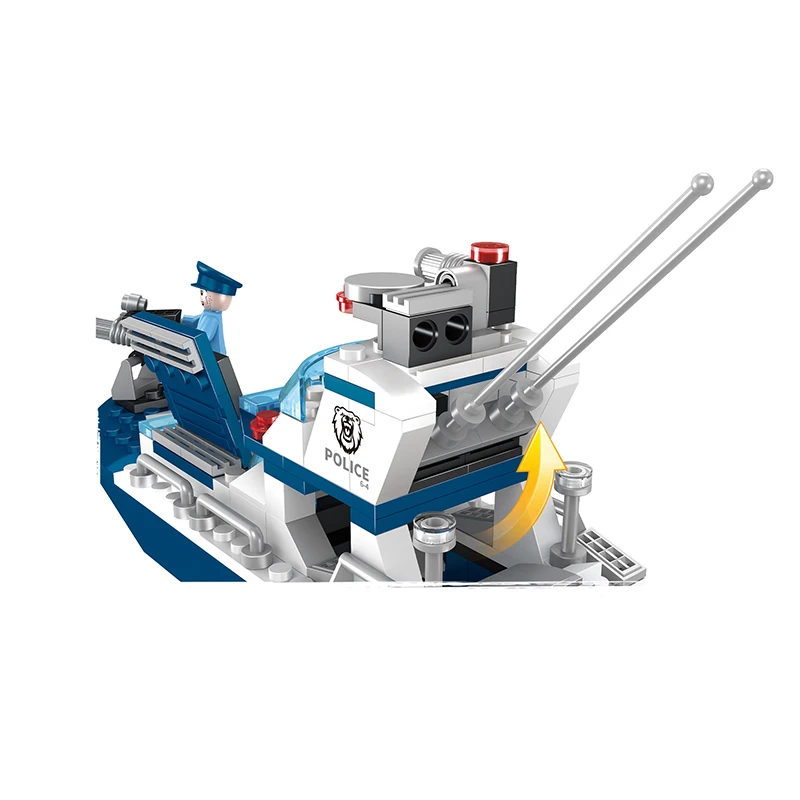 Cogo Police Patrol Ship Kids Building Blocks City Police Station Build ...