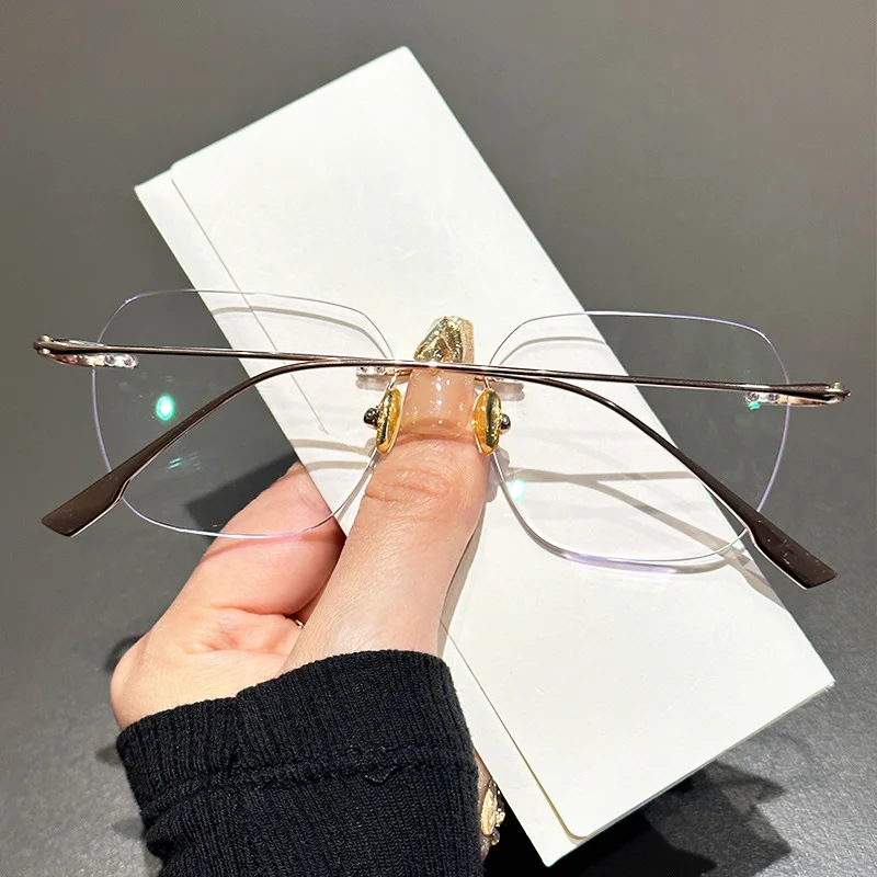 Explosive Ultra-light Rimless Myopia Frames For Men Anti-blue Light ...