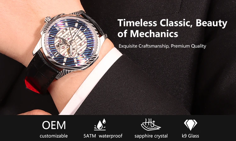 Luxury Damascus Steel Automatic Man Watch Real Crocodile Leather Strap ...