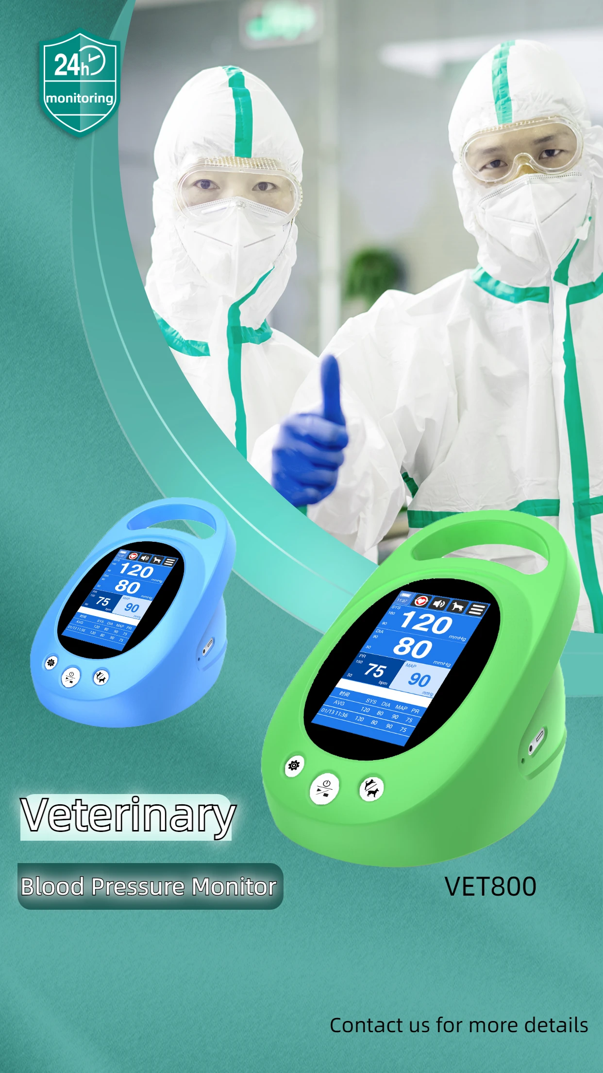 Touch Screen Veterinary Blood Pressure Monitor With Two Colors For ...