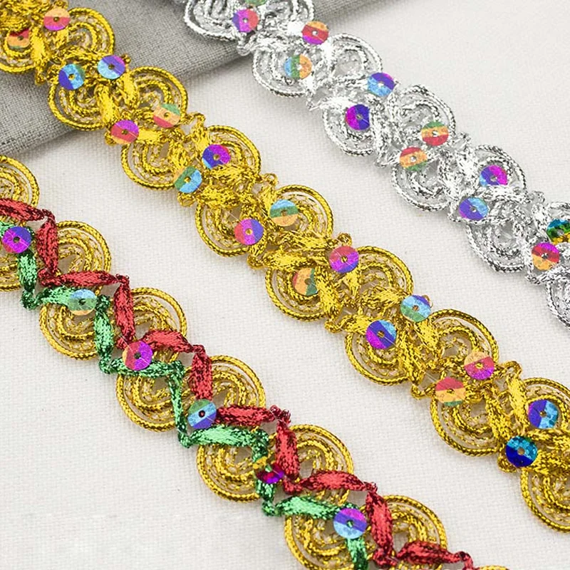 Diy Sewing Gimp Gold Braid Trim 25mm 2.5cm Braided Sequined Lace ...