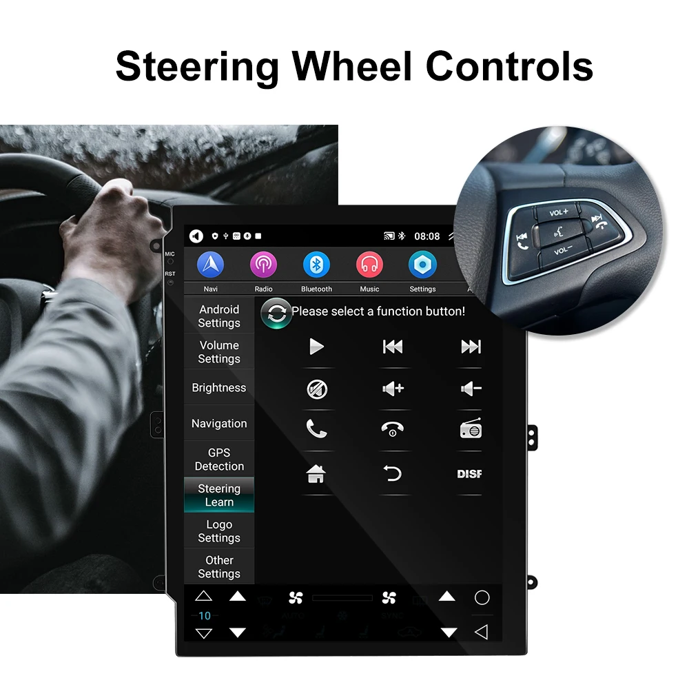 Podofo 9.7" Android Double Din Car Stereo - Carplay & Auto